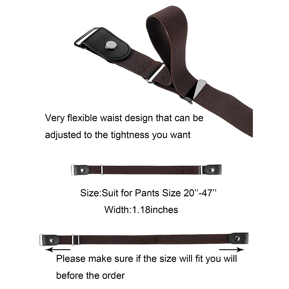 Syhood 4 Pieces No Buckle Stretch Belt Buckle-free Belt Invisible Elastic Belt with 4 Pieces Buckles for Jeans Pants