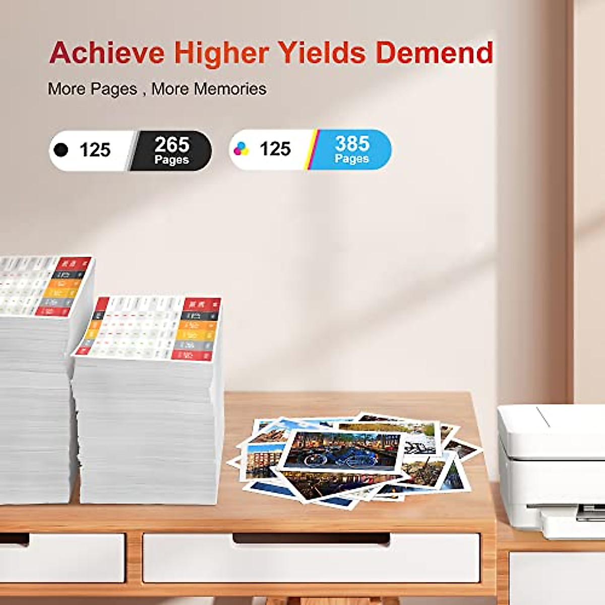 ejet 125 T125 Remanufactured Ink Cartridge Replacement for Epson 125 T125 for Stylus NX125 NX127 NX530 NX625 NX230 NX420 Workforce 320 323 325 520 Printer Tray(2 Cyan, 2 Magenta, 2 Yellow), 6 Pack