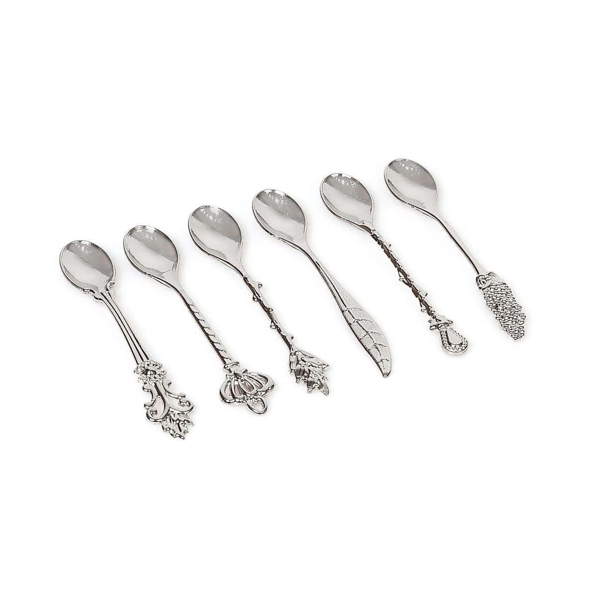 Alisveristime Traditional Ottoman Motif Tea Spoons - Decorative Stirring, Sugar, Tea Spoons (Set of 6) (Motif) (Silver)
