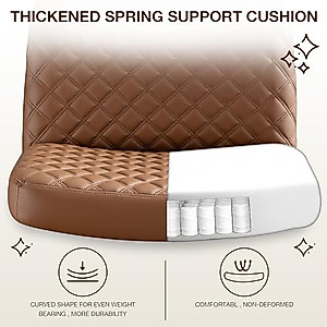 Criss Cross Chair Armless PU Leather Office Desk Chair,Cross Legged Home Office Chair No Wheels,120° Rocking Ergonomic PC Chair,Thicken Padded Swivel Vanity Chair for Women, Girls,Accent Chair