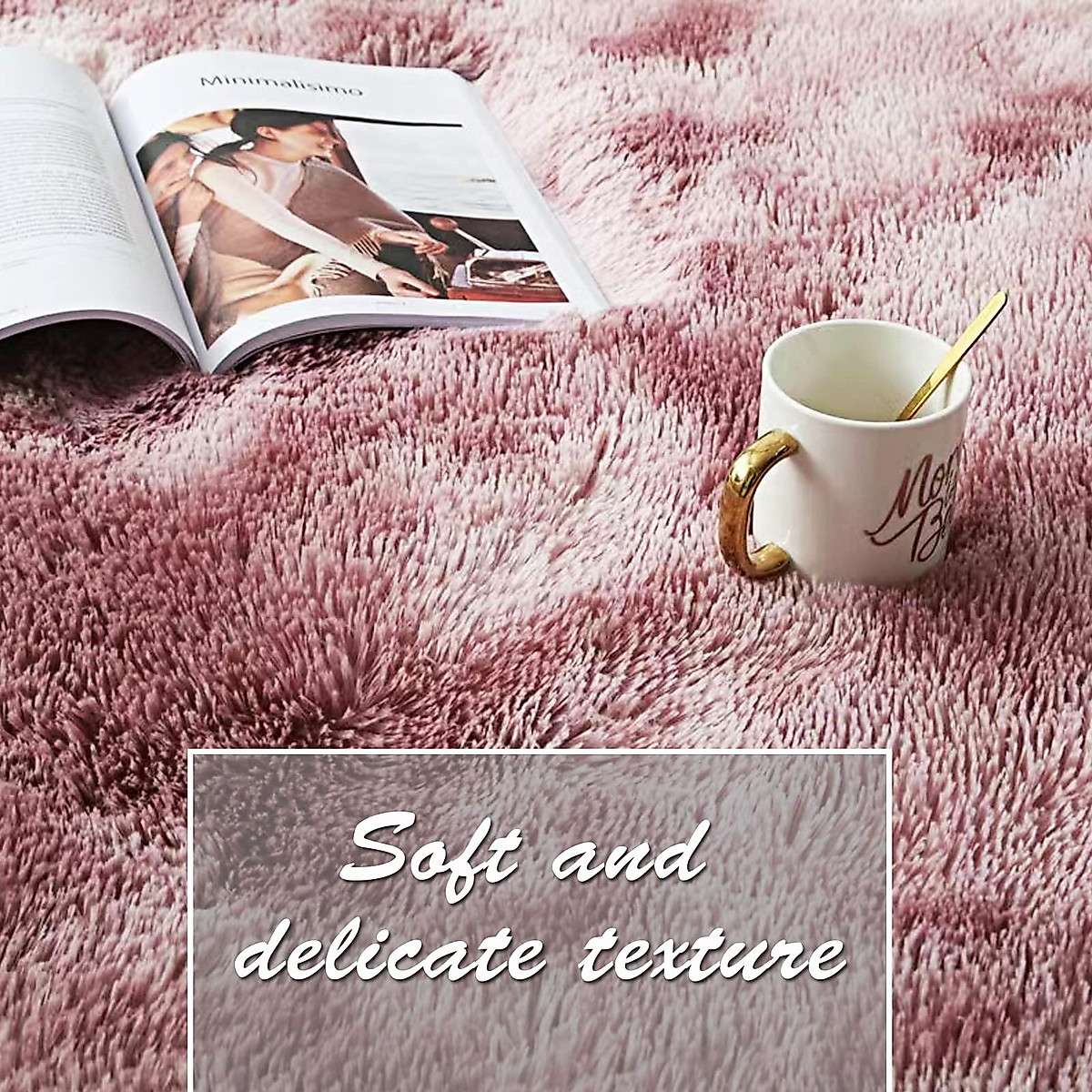 MUHE Fluffy Soft Area Rugs-Plush Rug for Girls Bedroom,Shaggy Rug for Kids Playroom,Kawaii Princess Rug,Fuzzy Rug for Nursery Baby Toddler,Cute Clorful Room Decor for Teenage (Lotus Pink,2 ft x 4 ft)