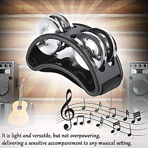 Foot Tambourine Percussion Drum Accessory Companion Metal Jingle Bell Musical Instrument Black