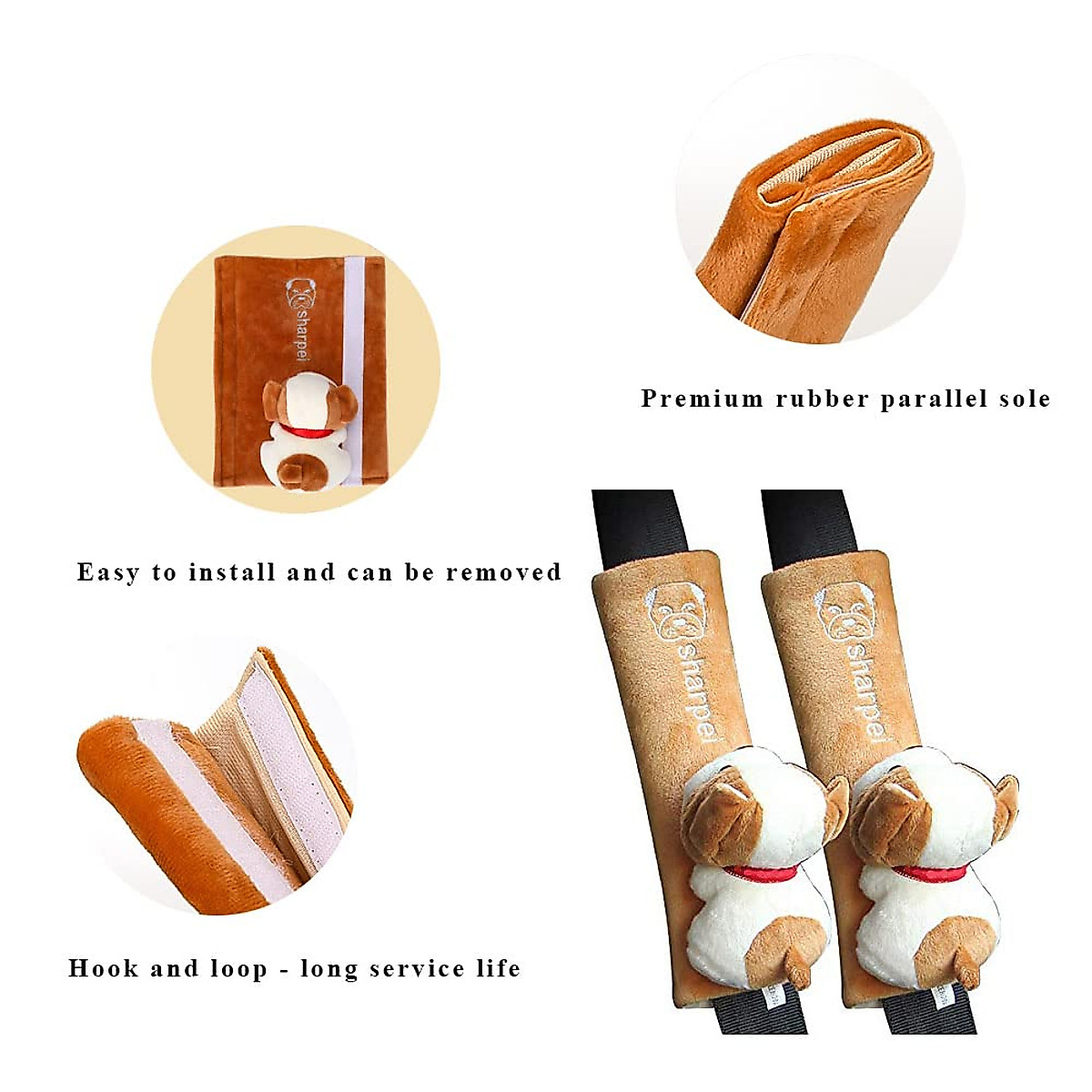 2 Pack Car Seat Belt Cover Adjuster for Kids with Plush Dog Kids, Car Seat Belt Pads, Soft Shoulder Pad, Neck Cushion Protector, Seatbelt Cushion for Soft Auto Shoulder Strap Cushion