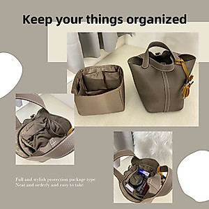 DGAZ Purse Organizer Silky Smooth,Silk,Luxury Handbag Tote in Bag Shapers, Women- Fits picotin18/22Bags (Etoupe grey, PC18)