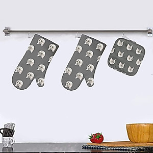 Custom Oven Mitts Set Kitchen Cooking Oven Glove Microwave Oven Glove Set Barbecue Glove Set Customizable Pattern