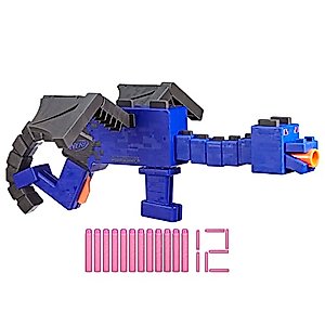 Nerf Minecraft Ender Dragon Blaster, 4-Dart Internal Clip, 12 Nerf Elite Foam Darts, Design Inspired by Minecraft Mob in The Game