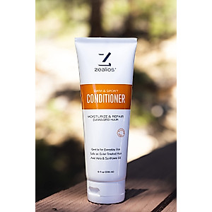 Zealios Shampoo & Conditioner Moisturizing Renewal Kit - Repairs Swimmers Hair Damaged by Pool Chemicals, Sulfate-Free Swim & Sport Formula Safe For Treated Hair & Chlorine Removal - 8 fl oz Each