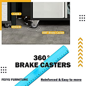 Metal Storage Cabinet with Wheels, Mobile Garage Cabinet with Locking Doors and One Adjustable Shelf, Lockable Storage Cabinet for Utility Room, Home, Office