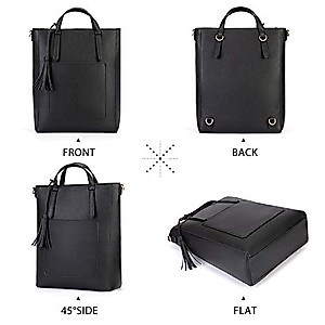 ECOSUSI Tote Bag Convertible Backpack for Women Vegan Leather Handbag Multifuction Shoulder Bag