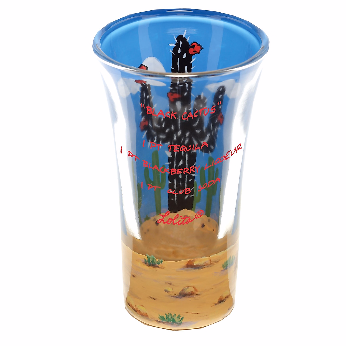 Lolita Hand Painted Shooter Glass, Black Cactus