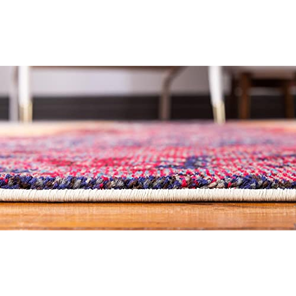 Unique Loom Estrella Collection Abstract, Rustic, Modern, Gradient, Distressed Area Rug, 5' 1" x 8' 0", Pink/Navy Blue