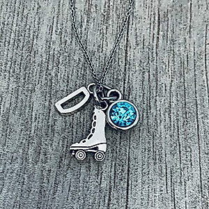 Personalized Girls Roller Skating Necklace, Roller Derby Pendent Charm Necklace For Roller Skaters - Roller Gifts for Women, Teens and Girls
