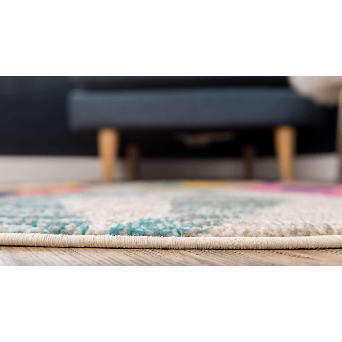 Unique Loom Sedona Collection Southwestern, Distressed, Over-Dyed, Modern, Tribal, Abstract Area Rug (6' 0 x 6' 0 Round, Multi/Beige)