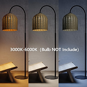 Rattan Floor Lamp, 63in. boho floor lamp with Natural Rattan Shade, Rustic Arc Standing Lamp for Coastal, Beach or Bohemian Style Decor, E26 Socket, On/Off Footswitch Lamp for living room, Bedroom