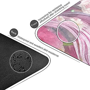 GOODOLD Cute Horse Pink Yoga Mat, 71 x 26 Inch Non-slip Yoga Mats Folding Travel Exercise Mat Indoor Outdoor Gym Pilates with Storage Bag for Women Men