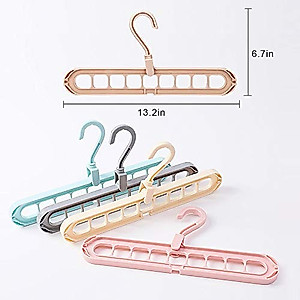 Askfairy 5PCS Multifunctional Foldable Hanger with 9 Holes Space Saving Hangers for Heavy Clothes, Shirts Pants Dresses Coats