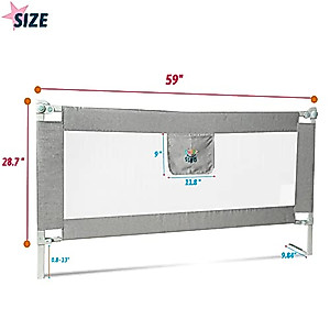 SuperStyle Bed Rail for Toddlers 59 Inch, Upgrade Extra Long Bed Rail Guard for Kids, Safety Bed Fence Protector Rail with Soft Breathable Fabric, fit Twin, Full, Queen, King Size Mattress