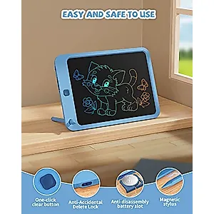 LCD Writing Tablet 10 Inch, Toys for 3 4 5 6 7 8 9 10 Year Old Boys Girls, Colorful Doodle Board Drawing Tablet, Gift for Boys Toddlers Age 3-12 Years, Memo Board, Drawing Pads with Lanyard(Navy)