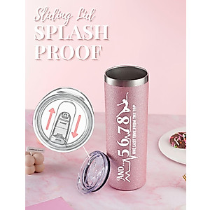 Onebttl Dance Teacher Gifts, Insulated Stainless Steel Wine Tumbler with Lid and Straw, 20 oz, Teacher Appreciation, Birthday, Christmas Gift, 5678, Glitter Rose Gold