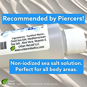 Urban ReLeaf Unscented Piercing Solution ! Non-Iodized Sea Salt Healing Soak. Lip, Tongue, Septum, Dimple, Mouth. NO Scent. Ready to use. Made Fresh in USA.