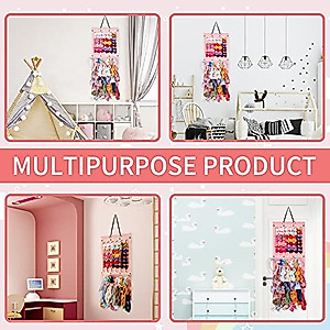COSIFO Headband Holder Organizer for Baby Girl, Large Capacity Hair Bows Hanging Organizer, Bow Storage w/Heart-Shape Velvet Hangers for Girls Room, Door, Closet