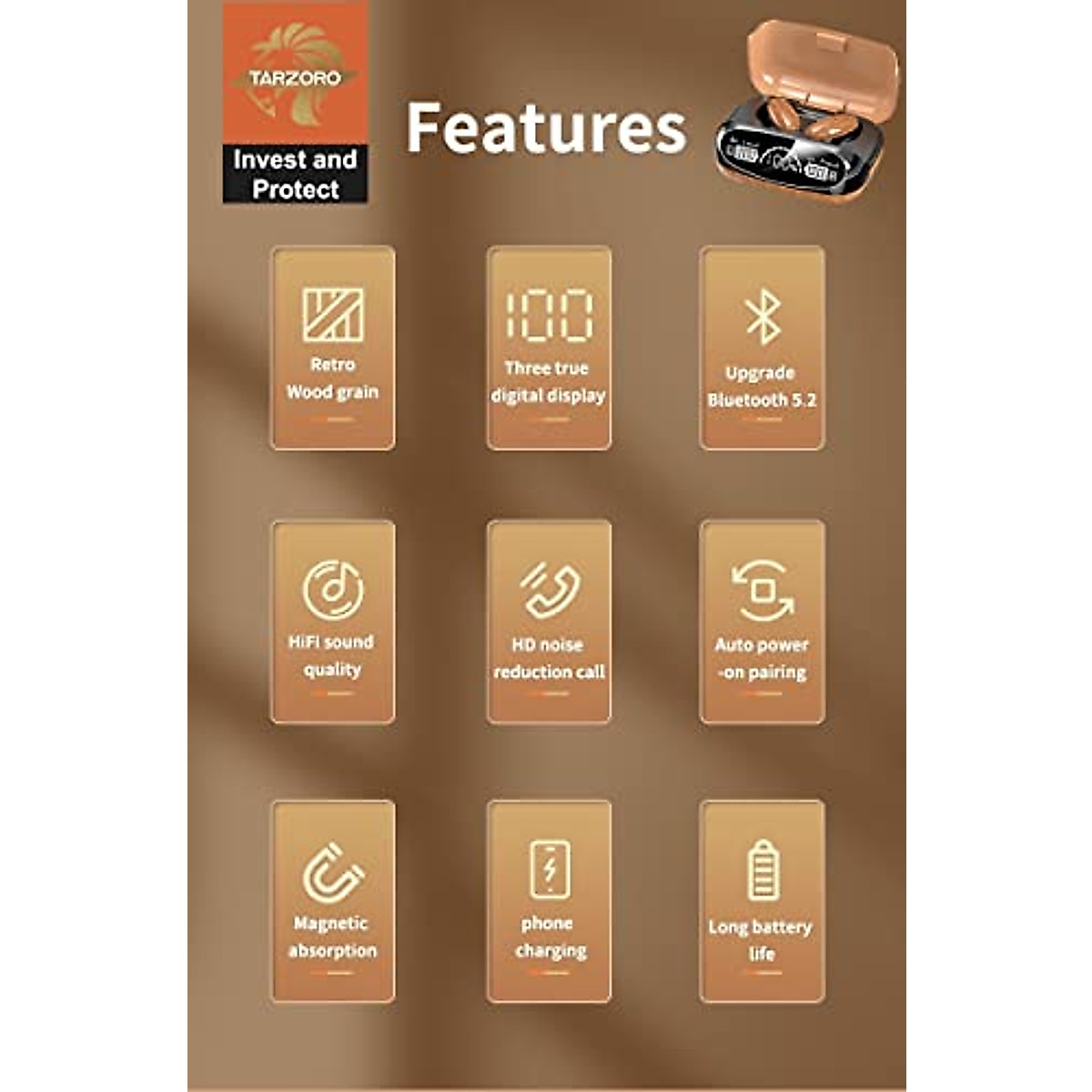 Bluetooth Headphones V5.3 Wireless Earbuds 75 Hrs Battery Life Led with Wireless Charging Case & Portable Charger LED Display Deep Bass IPX7 Waterproof Mic Stereo Headset for iPhone & Android