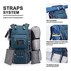 MOUNTAINTOP 40L Hiking Backpack with 3L Hydration Bladder for Women & Men Outdoor Travel Camping Day Pack with Rain Cover, 21.7 x 13 x 7.9 in,Blue Sky