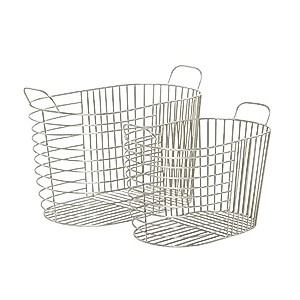 CosmoLiving by Cosmopolitan Contemporary Metal Round Storage Basket, Set of 2 14", 12"H, Silver