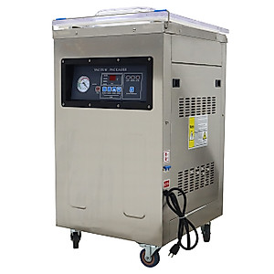 TECHTONGDA Vacuum Seal Machine Package Tool Stainless Steel Single Chamber for Meat Fruit Vegetable with Wheels Sealing Length 16inch