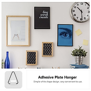 DOITOOL 50pcs Multi- use Plate, Restaurant X. White Self- Hooks Plate Dishes Fixing Decorative Hanger, Home Invisible Hanger Supplies Kitchen Adhesive Wall Holders. for Sticky Square Art