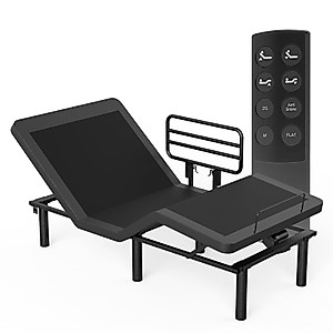 AbyssZen Adjustable Bed Base with one Bed Assist Rail for Seniors, Premium Quiet Motor, Anti-Snore, Zero Gravity, Memory Pre-Sets, Wireless Remote, Head and Foot Incline, TwinXL Size