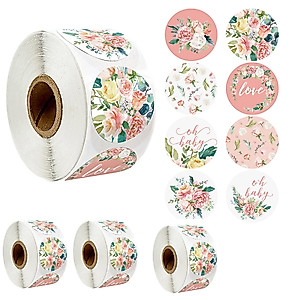 2000pcs Floral Stickers Stickers 1'' 25mm Adhesive Labels Decorative Envelope Seal Stickers for Gifts, Wedding,Birthday, Party,Packaging for Small Business