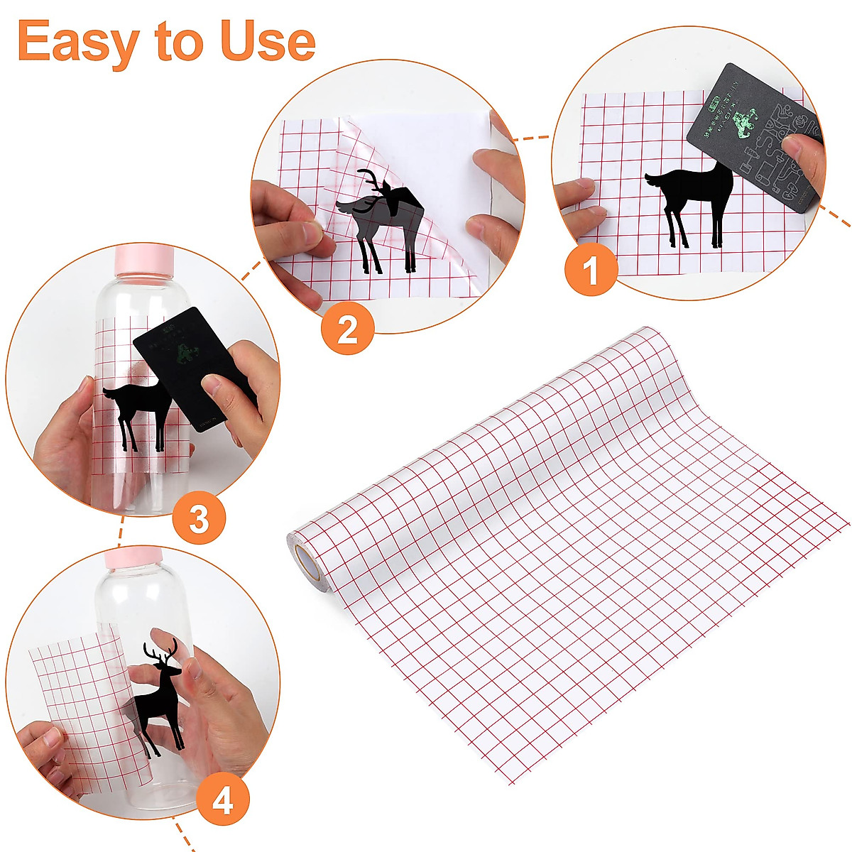 Romeda Transfer Tape for Vinyl 12" X 20 Ft, W/Red Alignment Grid, Transfer Paper Transfer Tape, Vinyl Transfer Tape for Glass, Window, Silhouette Relief, Signs, Artifact Stickers