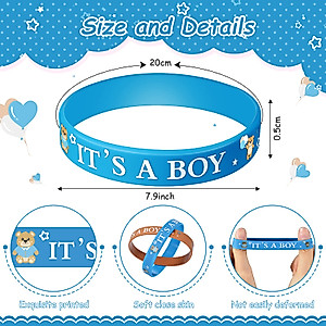 Zomiboo 36 Pieces Baby Shower Rubber Bracelets, It's a Boy It's a Girl Wristbands Elephant Baby Shower Decorations for Boy Girl Baby Shower Party Favor Gender Reveal Party Supplies (Bear Style)