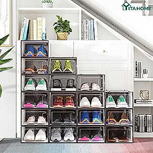 YITAHOME XL Shoe Storage Box, Set of 12 Shoe Storage Organizers Stackable Shoe Storage Box Rack Containers Drawers - X-Large Size