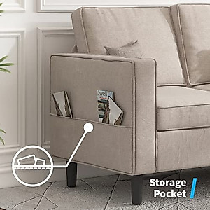 Mjkone Convertible Sectional Sofa Couch, L-Shaped Couch with Storage Ottoman, Couches for Living Room, Living Room Furniture Suitable for Small Space-Apartment/Upstairs Loft/Living Room (Beige)