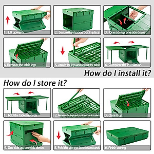 MOLOY ZOVM Folding Storage Box Collapsible Lidded Home Storage Bins Folding Table Camping Storage Box Multi Function Box Car Organizer Picnic (Green)