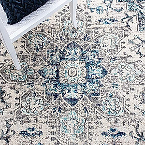 SAFAVIEH Madison Collection 8' x 10' Ivory/Grey MAD473C Boho Chic Medallion Distressed Non-Shedding Living Room Bedroom Dining Home Office Area Rug