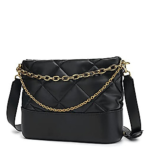 Scarleton Quilted Purses for Women, Crossbody Bags for Women, Shoulder Bag, Hobo Handbag, Faux Leather H209501 - Black