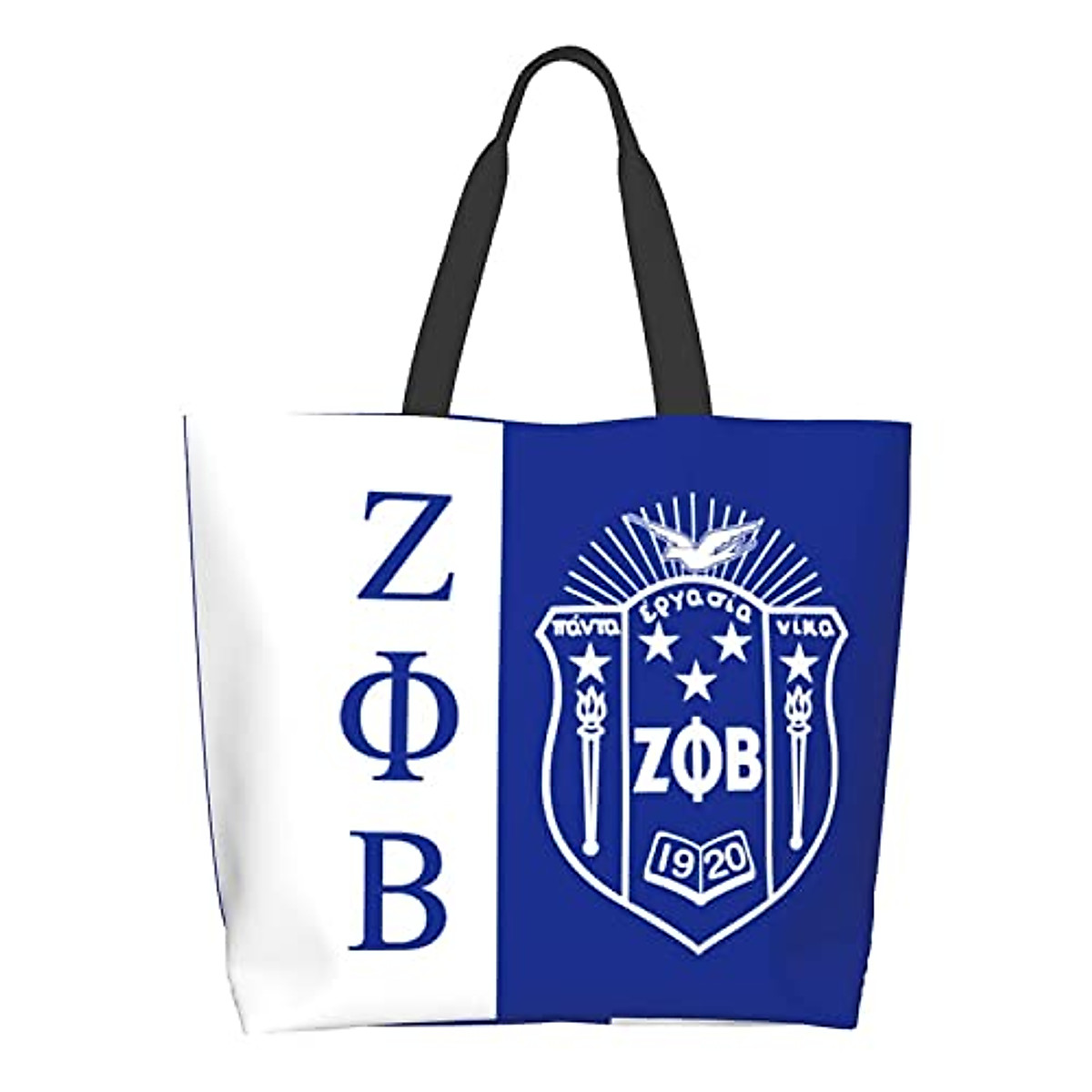 Lunch Bag Tote Bag Ze-ta Beta Large Women Reusable Beach Bags Shoulder Bag Handbag Waterproof for Travel Shopping One Size