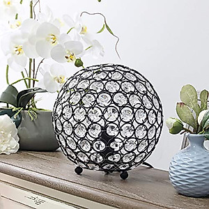 Elegant Designs LT1026-RBZ 8" Elipse Crystal Collection Metal Crystal Ball Sequin Table Desk Lamp for Accent Lighting, Décor, Living Room, Restoration Bronze