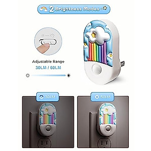 Rainbow Night Light, LOHAS[2 Pack] Plug in Night Light for Kids, 0.6W LED Dusk to Dawn Sensor Cute Nursery Gift, Daylight White 5000K, 30/60LM Nightlight for Baby Children Boy Toddler Decoration