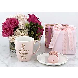 SipNBloom -- Queen Coffee Mug Queen Mug Queen Gifts for Women Happy Birthday Gifts for Women Coffee Mugs for Women Birthday Cups for Women Happy Birthday Mug Birthday Gift Mug Pink Coffee Mug 14 Oz