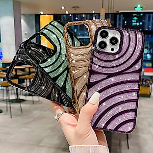 MGQILING Compatible with iPhone 13 Pro Max Case 6.7 Inch, Cute 3D Design Planting Water Ripple Case, Bling Sparkle Case for Women Girls, Soft Silicone Shockproof Camera Protective Back Cover-Gold