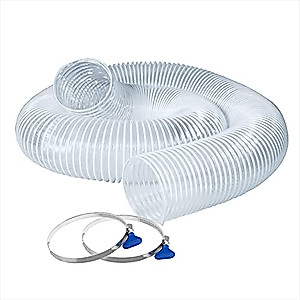 POWERTEC 70242 4" x 10' PVC Dust Collection Hose with 2 Stainless Steel Hose Clamps for Woodworking and Shop Vacuum, 4 Inch Dust Collector Hose for Dust Collection Fittings