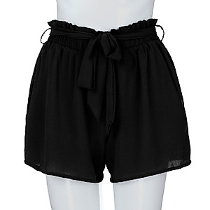 New Loose Bandage Shorts, Thenlian Women's Casual Elastic Waist Hot Pants Summer Shorts Jersey Walking Shorts(XL, Black)