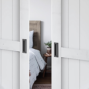 JOY DECOR 2 Pack Pocket Door Handles Sliding Closet Door Pulls, 5.9" Flush Barn Door Pulls Black Closet Finger Pulls, Rectangular Recessed Closet Door Handles