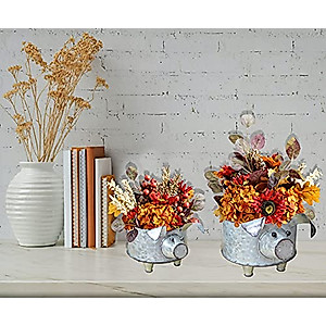 ShabbyDecor Galvanized Metal Pig Bowl Farmhouse Pig Succulent Planter Set of 2
