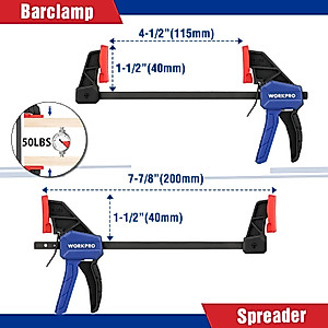 WORKPRO Pneumatic Brad Nailer+WORKPRO 8-Piece Clamp Set for Woodworking
