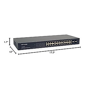 TP-Link 24-Port Gigabit Ethernet Smart PoE Switch with 4-Combo SFP Slots (TL-SG2424P),Black